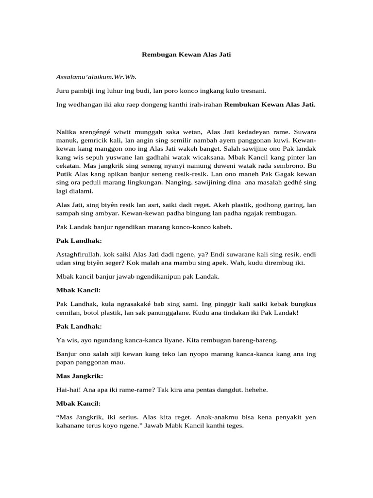 Dongeng Fabel Jawa Lingkungan | PDF