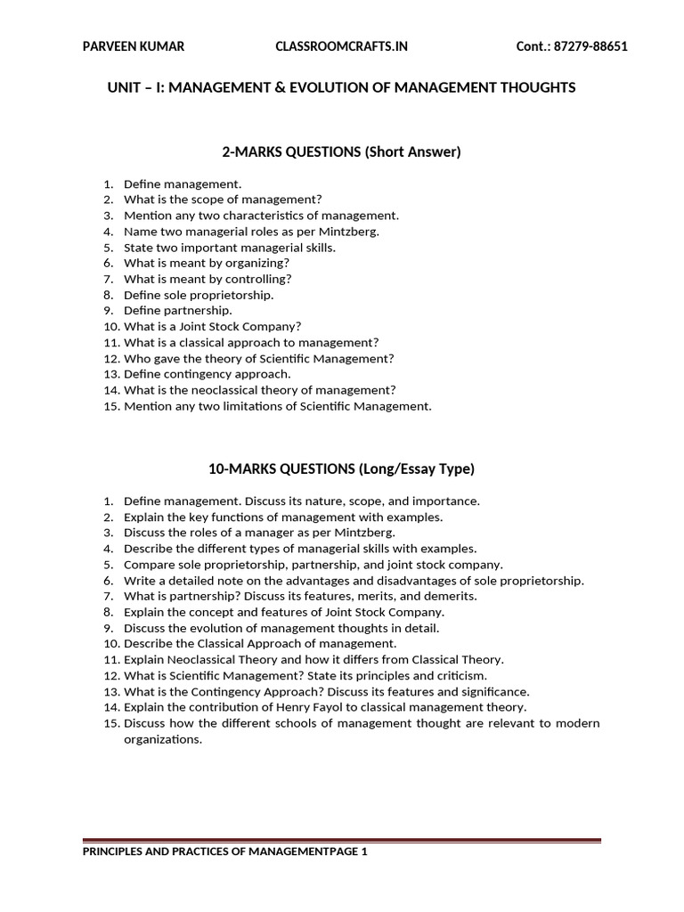 Management Principles and Practices Guide | PDF | Business Economics ...