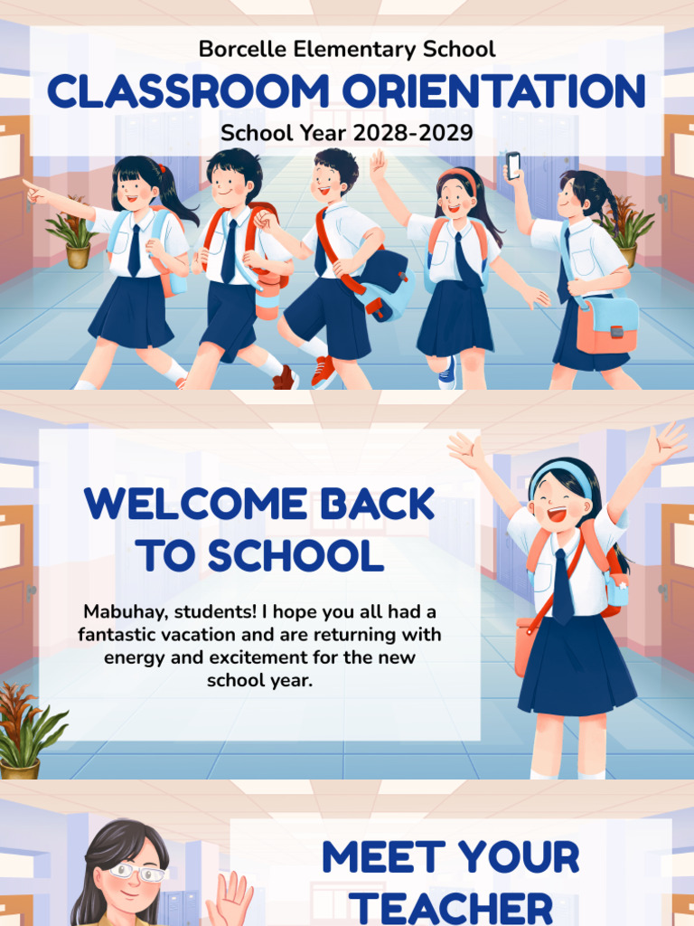 School Class Orientation Educational Presentation in Blue and White ...