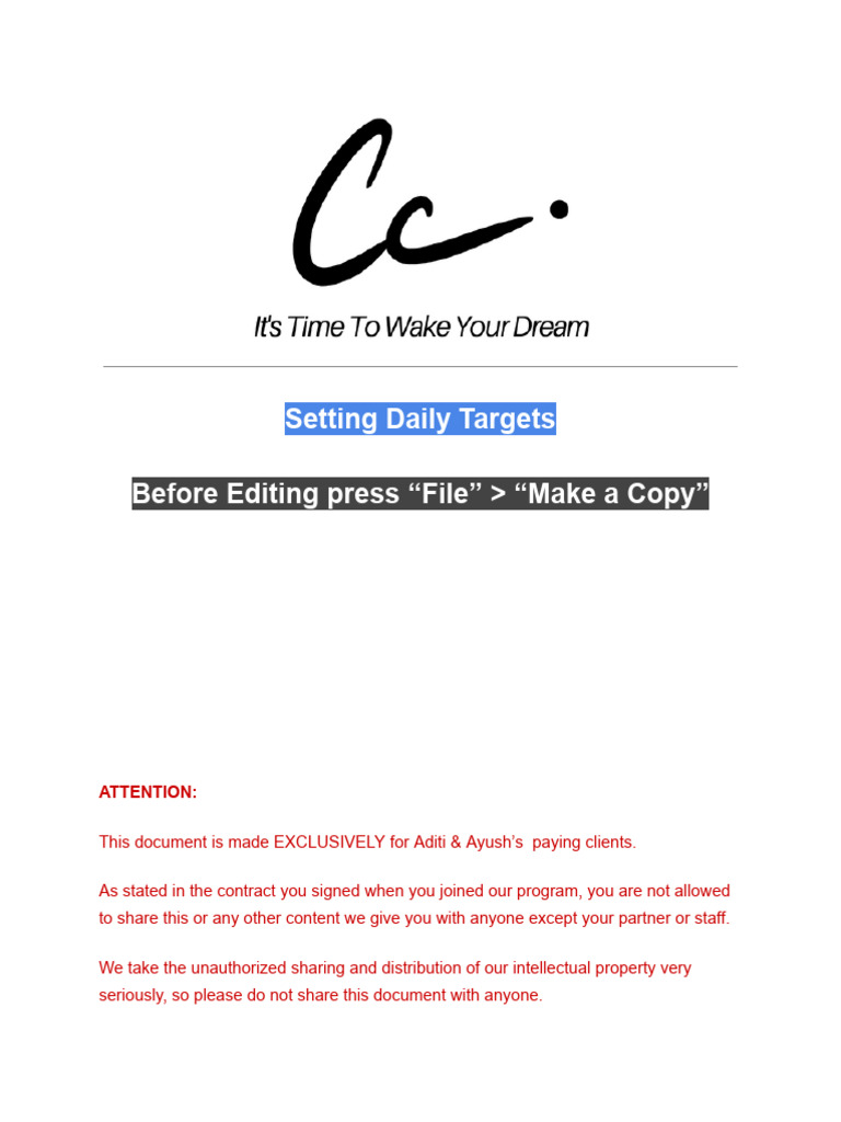 Daily Target Setting Guide | PDF