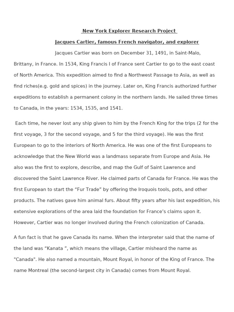 Cartier's Exploration and Challenges | PDF | Voyages Of Christopher ...