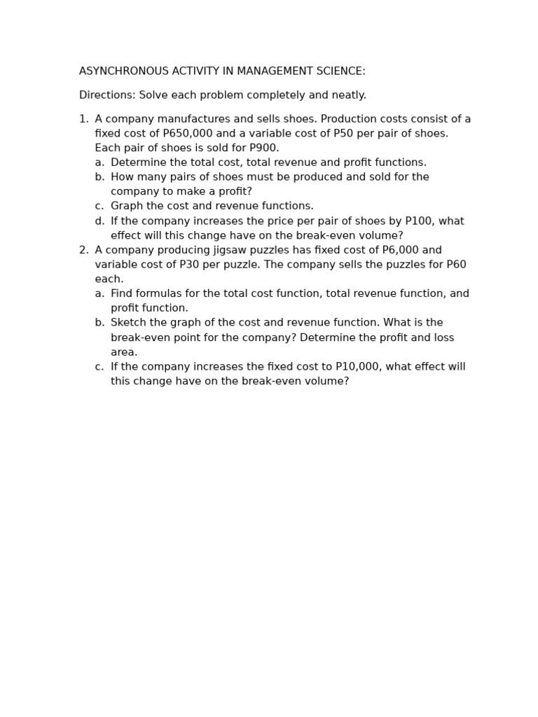 Asynchronous Activity in Management Science | PDF