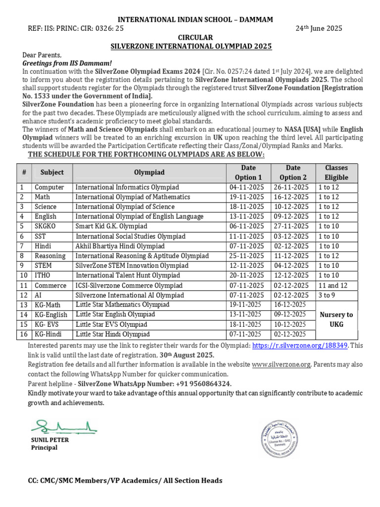 SilverZone Olympiad Cir326-25 | PDF