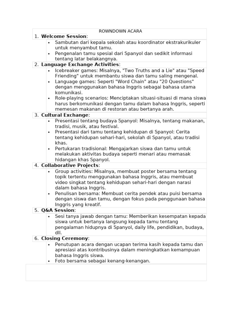 ROWNDOWN ACARA Bule Guest | PDF