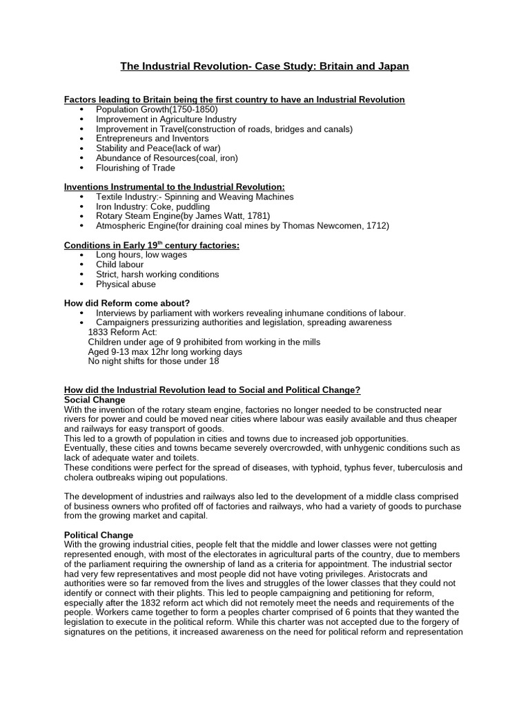 The Industrial Revolution - HISTORY NOTES | PDF | Industrial Revolution ...