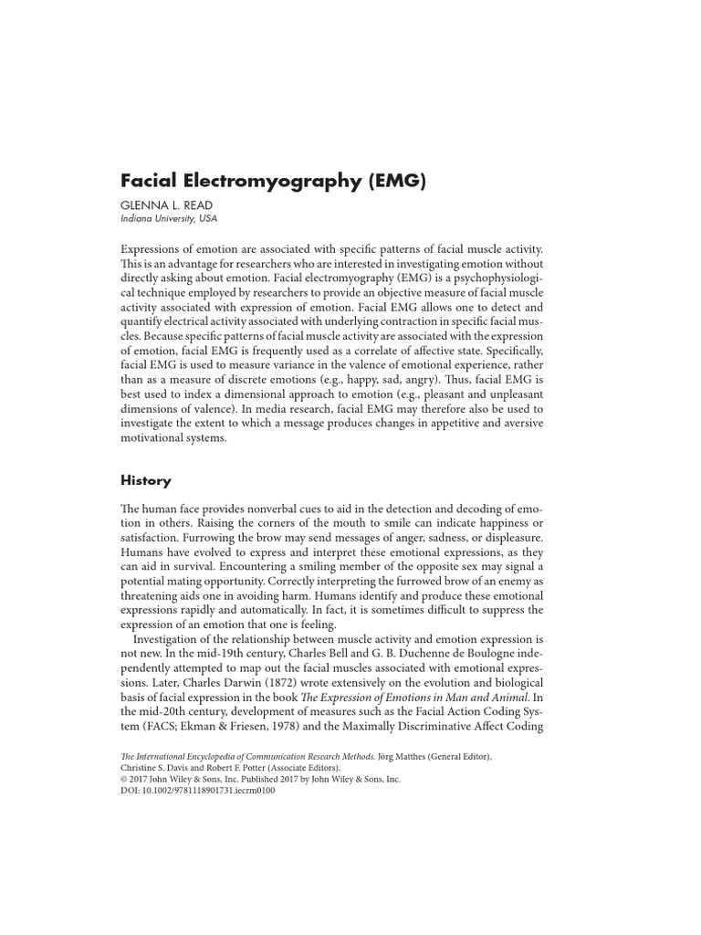 Understanding Facial Electromyography | PDF | Electromyography | Action ...