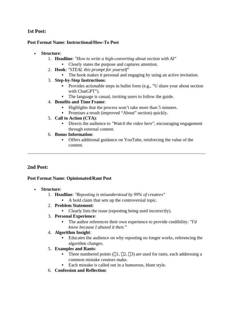 Social Media Post Structure Guide | PDF | Reality | Human Communication