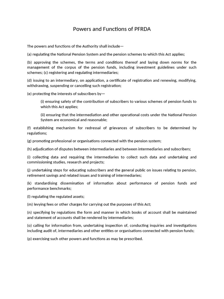 PFRDA | PDF