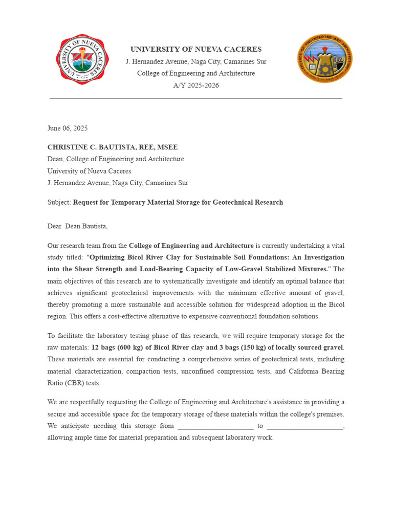 Letter For CEA (Material Storage) - June 2025 | PDF | Geotechnical ...