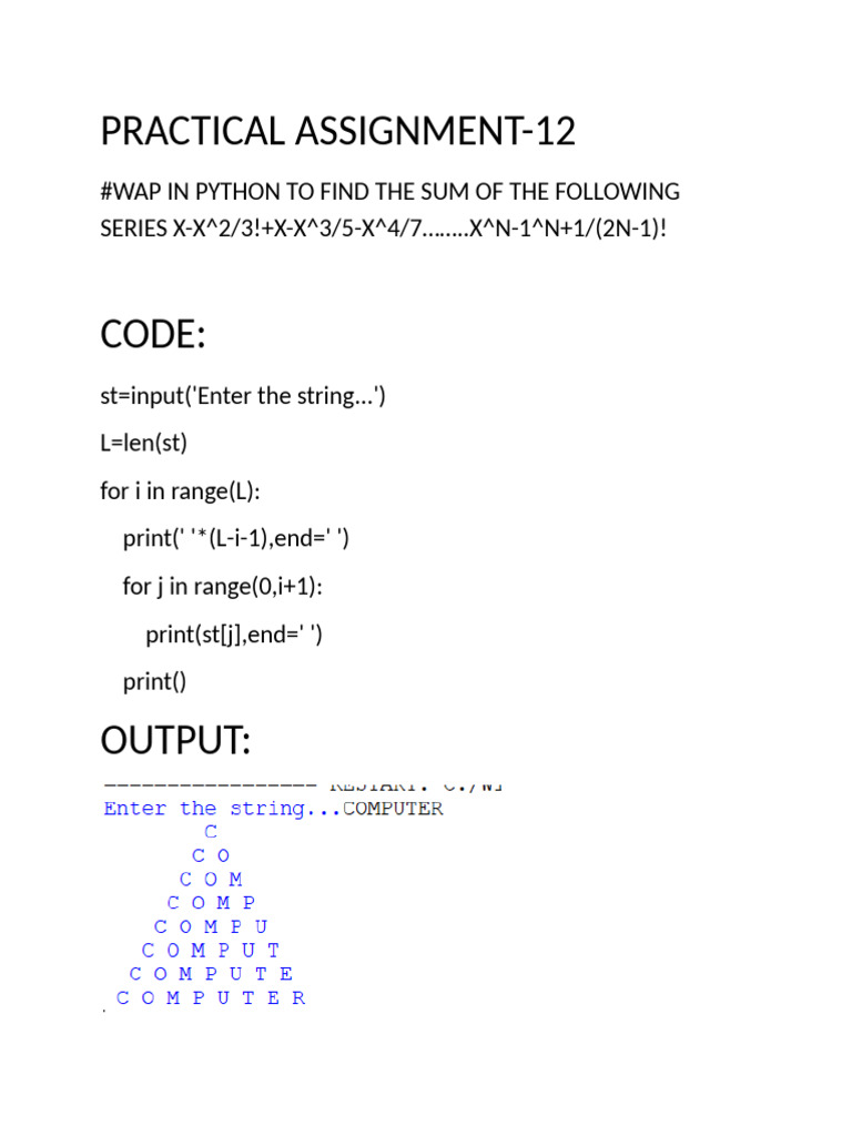 Practical Assignment 12 | PDF