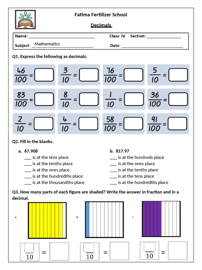 Decimals 1 | PDF