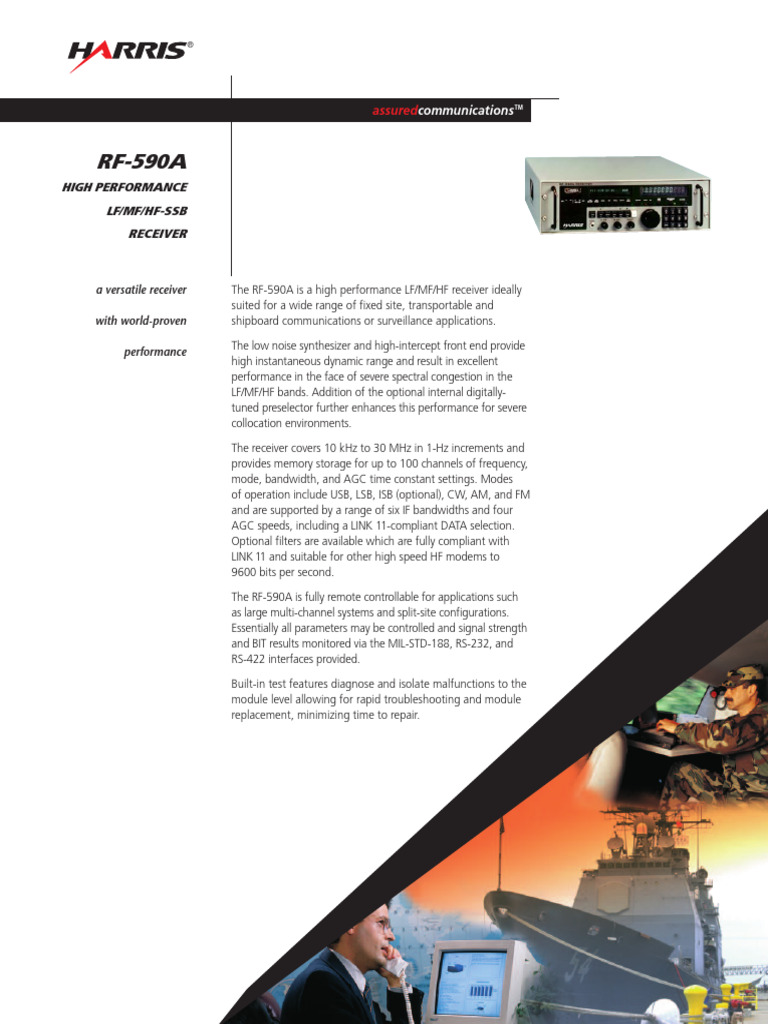 Harris - RF-590a HF Comms Reciever - Datasheet | PDF | Bandwidth ...