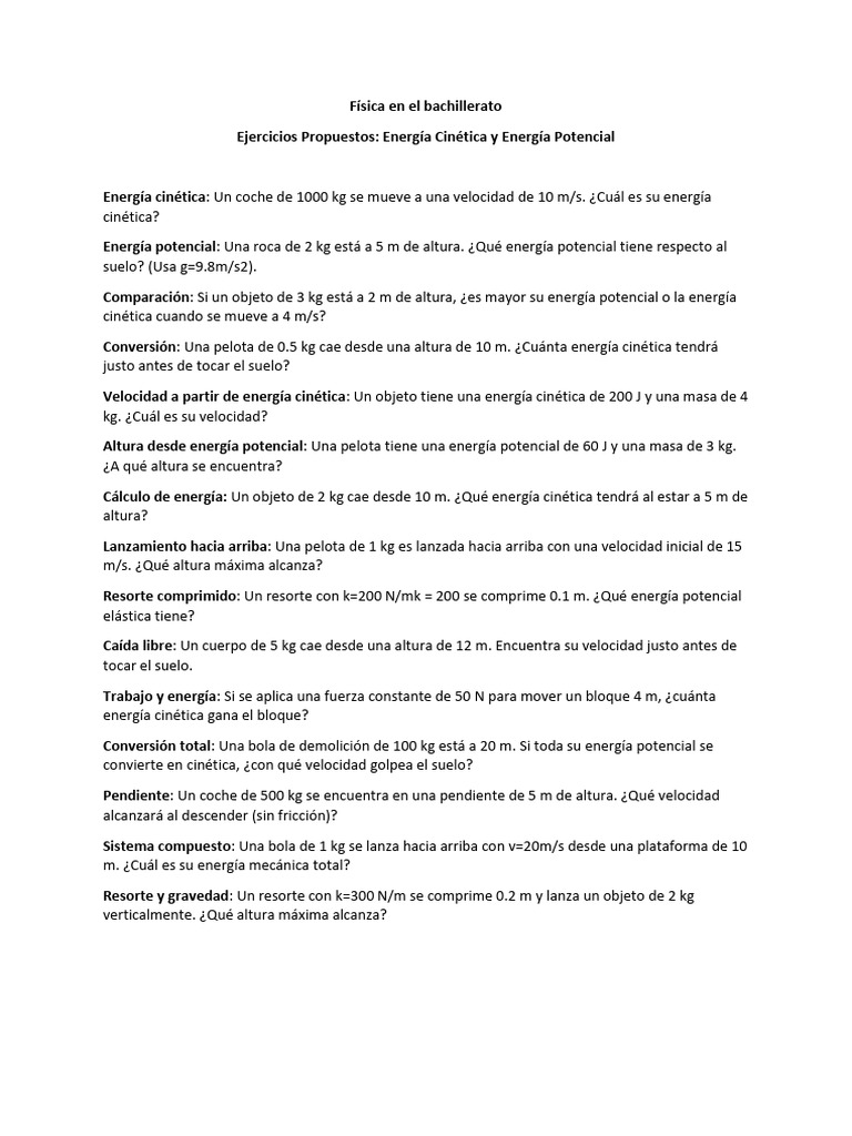 Cinética y Energía Potencial | PDF
