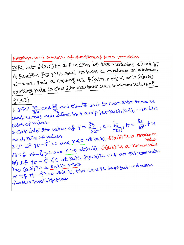 FALLSEM2025 26 VL BAMAT101 00100 ETH 2025-08-06 Maxima and Minima For Function of Two Variables ...