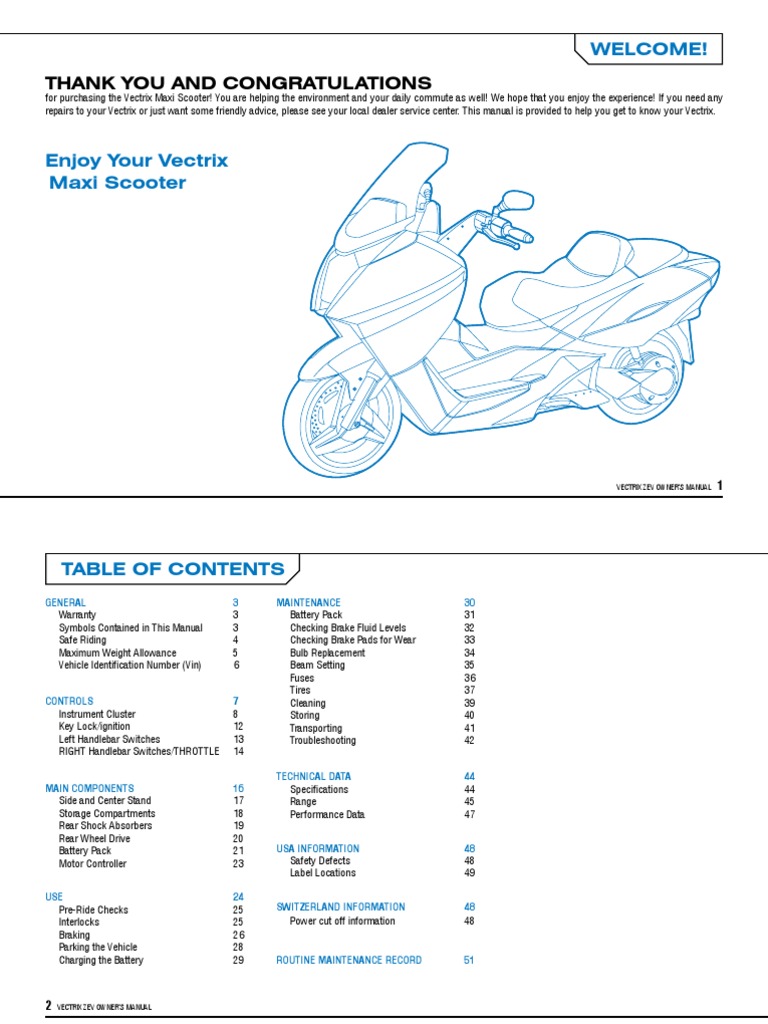 Vectrix User Manual | Download Free PDF | Battery Charger | Brake