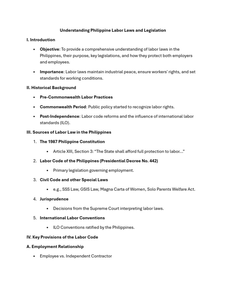 Understanding Philippine Labor Laws and Legislation | PDF | Labour Law ...