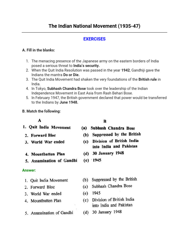Indian National Movement (1935-47) Overview | PDF | Indian Independence ...