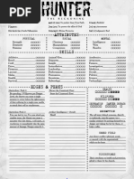 Hunter: The Reckoning 5E Character Sheet | PDF | Role Playing Games