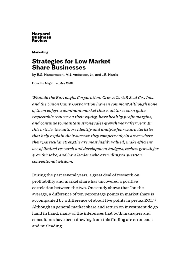 Strategies For Low Market Share Businesses | PDF | Mainframe Computer | Ibm