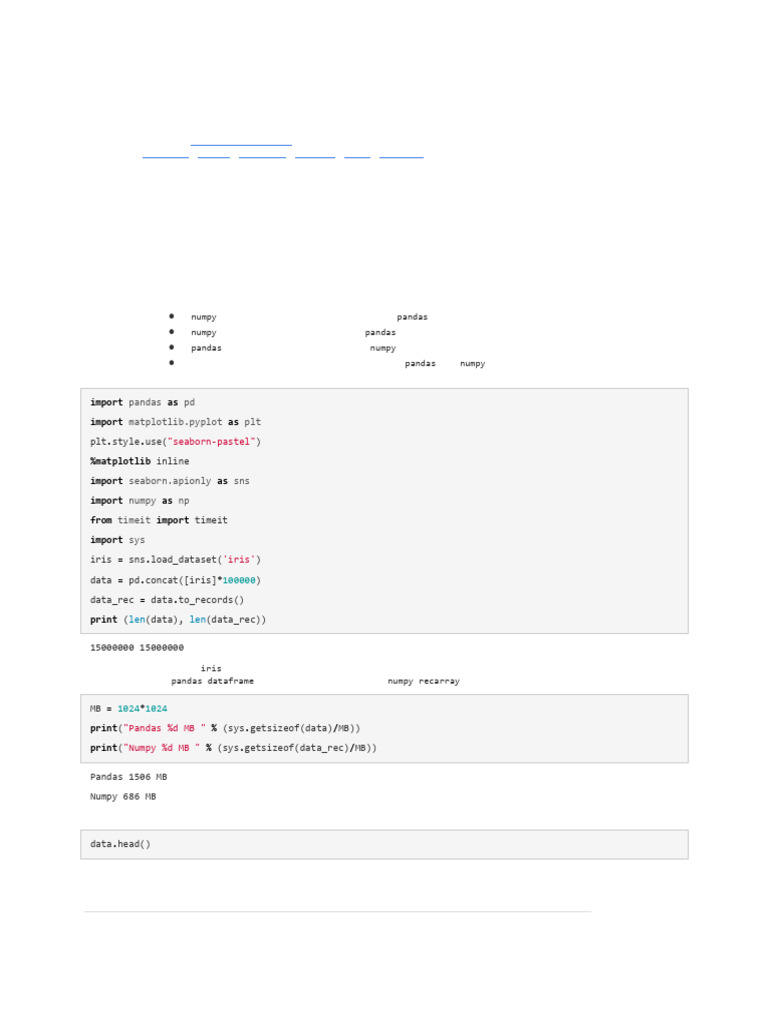 Numpy Vs Pandas Performance Comparison | PDF | Computer Programming