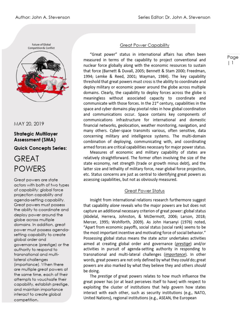 Great Power Status and Capabilities | PDF | Great Power | China