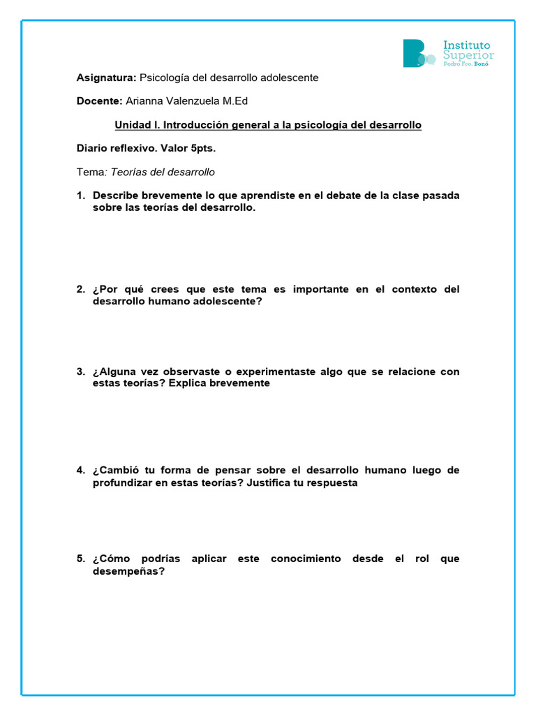 Teorías del Desarrollo Adolescente | PDF