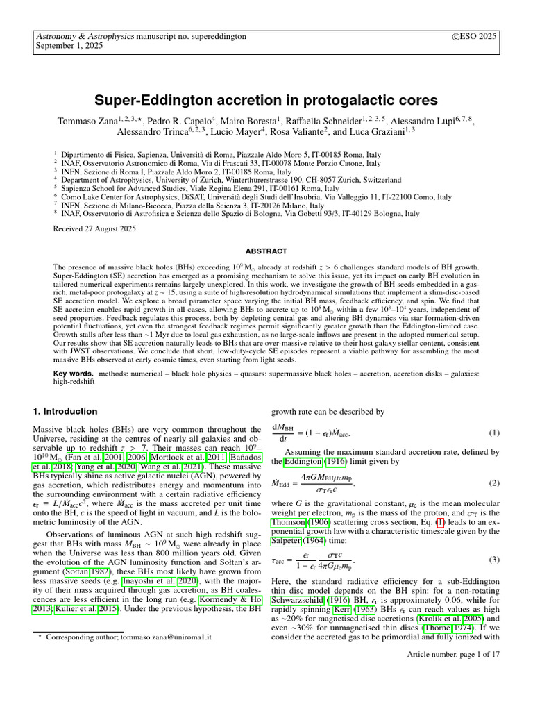 Super-Eddington Accretion in Protogalactic Cores | PDF | Galaxy | Black ...