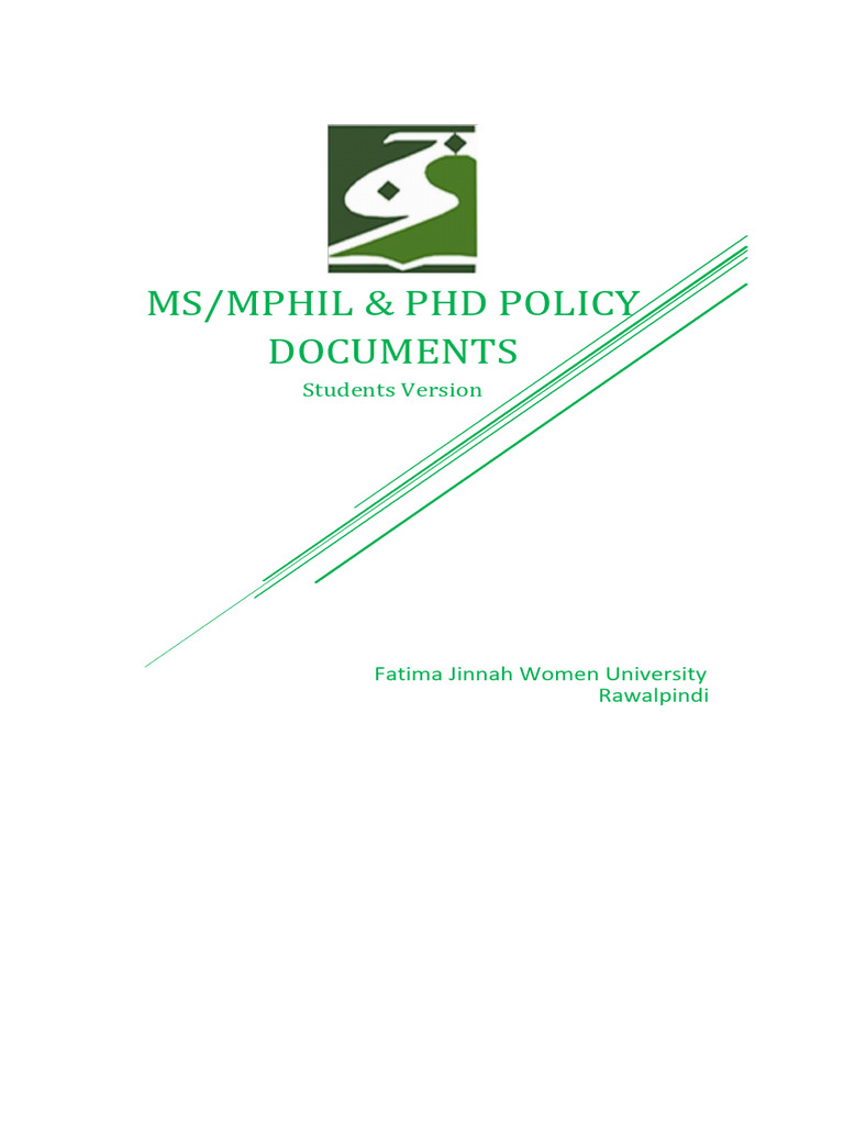 Student MS MPhil PHD Policy Booklet | PDF | Thesis | Doctor Of Philosophy