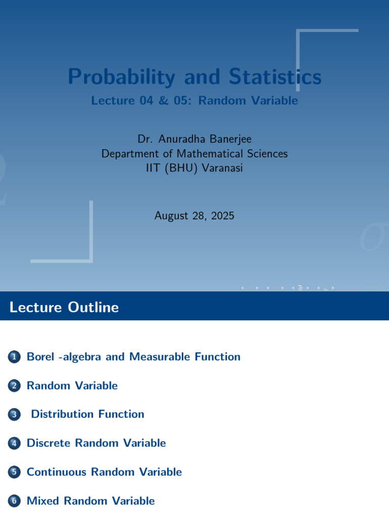 Random Variables and Borel Algebra Concepts | PDF | Probability ...