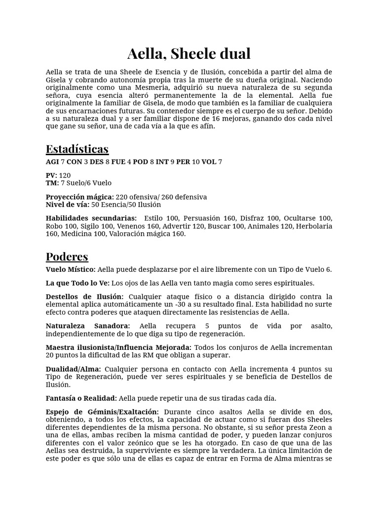 Aella: Sheele Dual y sus Poderes Mágicos | PDF