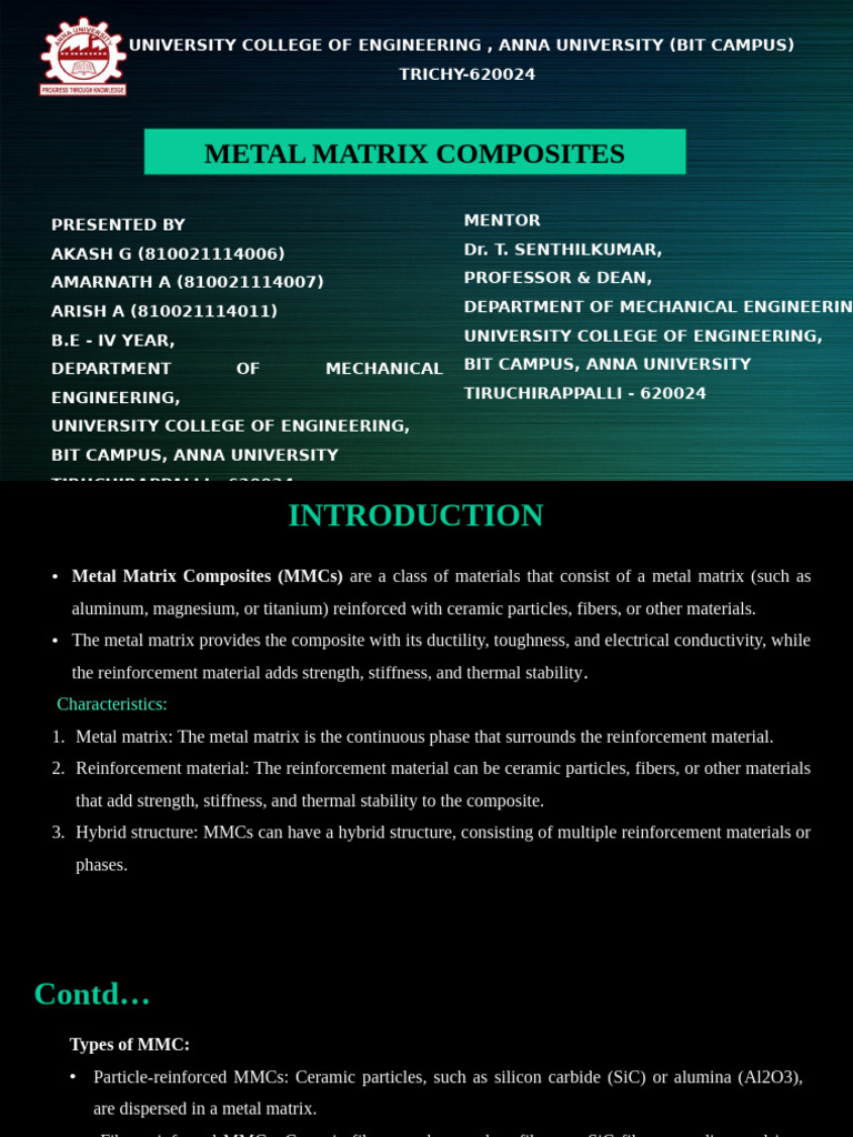 Metal Matrix Composites Overview | PDF | Composite Material | Physical ...