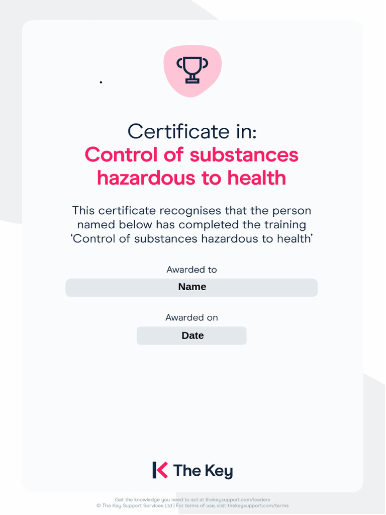 Control of Substances Hazardous To Health COSHH - Certificate | PDF