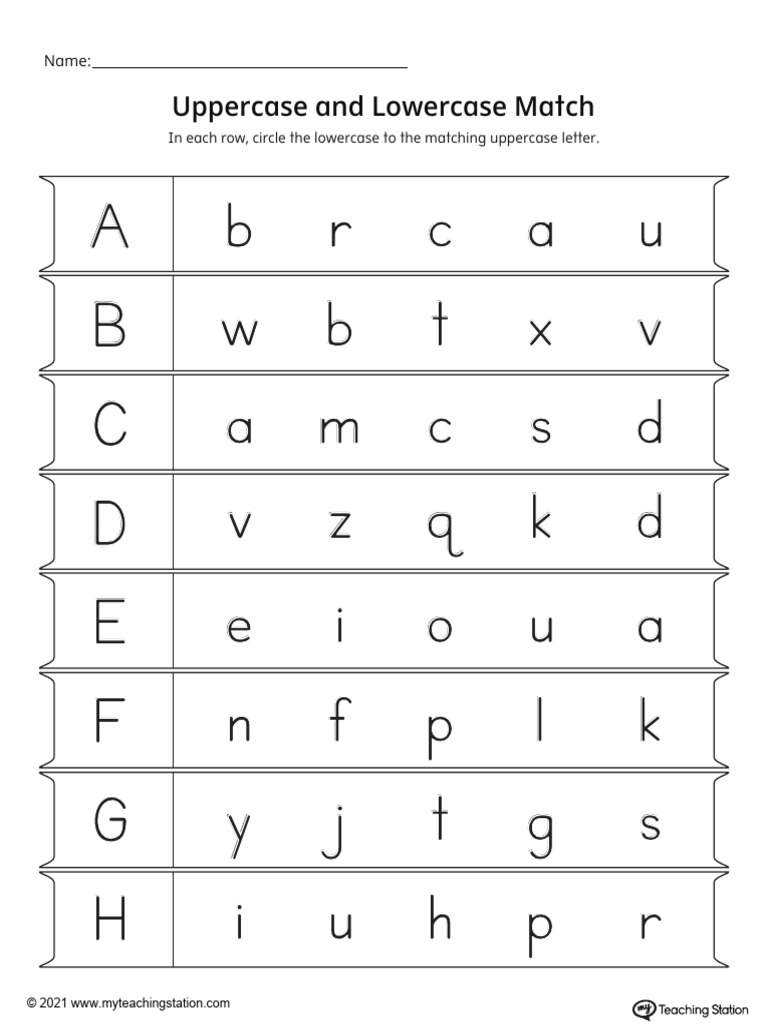 Match Uppercase to Lowercase Letter Abcdefg h | PDF