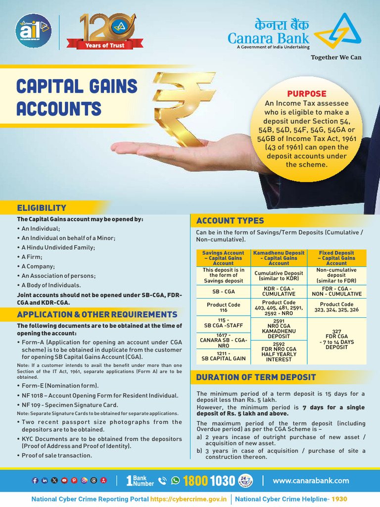 Capital Gains Account Scheme Overview | PDF | Capital Gain | Deposit ...