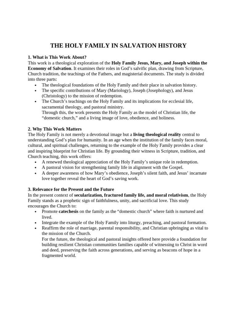 Holy Family's Role in Salvation History | PDF | Salvation | Mary ...