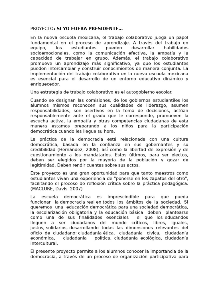 PROYECTO 2 Si Yo Fuera Presidente CMU | PDF | Democracia | Ideologías ...
