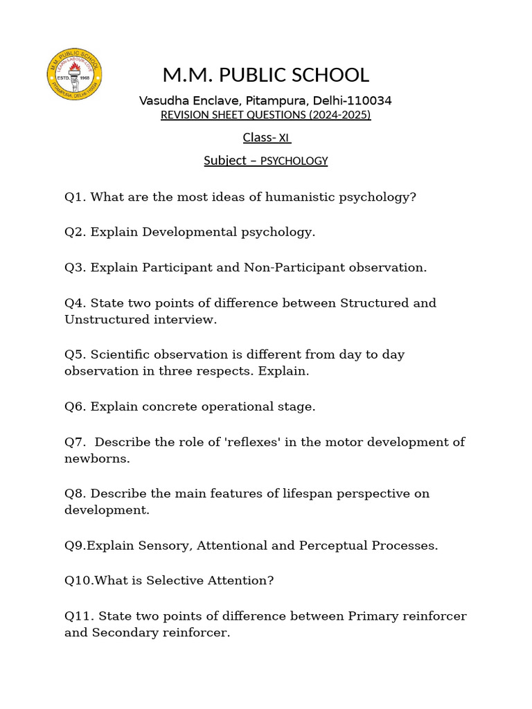 Revision Sheet Term 2 | PDF