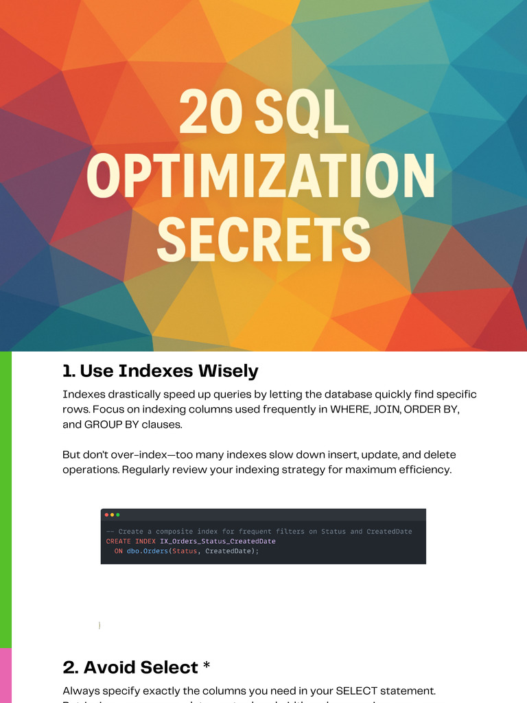 Top 20 SQL Optimization Secrets | PDF
