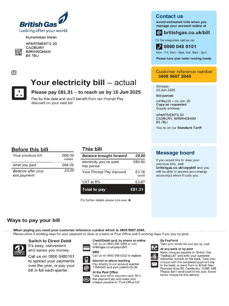 British Gas Utility Bill | PDF