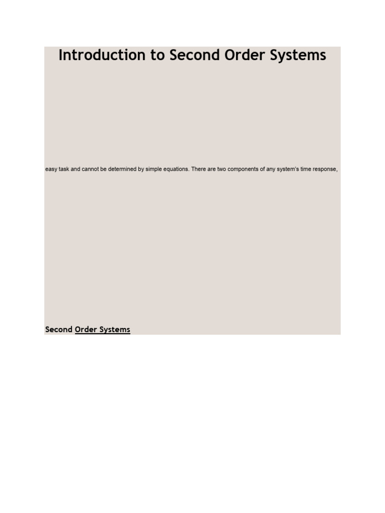 Introduction To Second Order Systems Pdf Damping Electrical