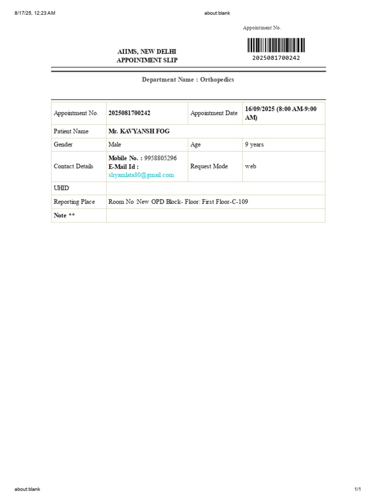 Appointment Slip | PDF