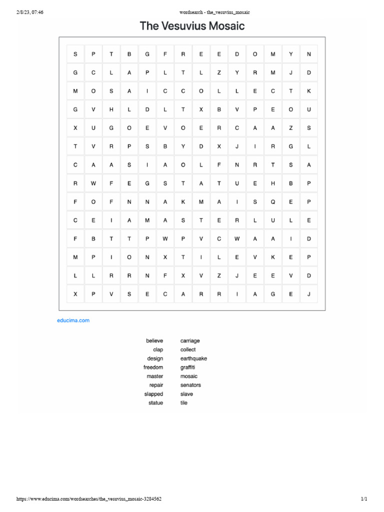 1 Wordsearch - The - Vesuvius - Mosaic | PDF