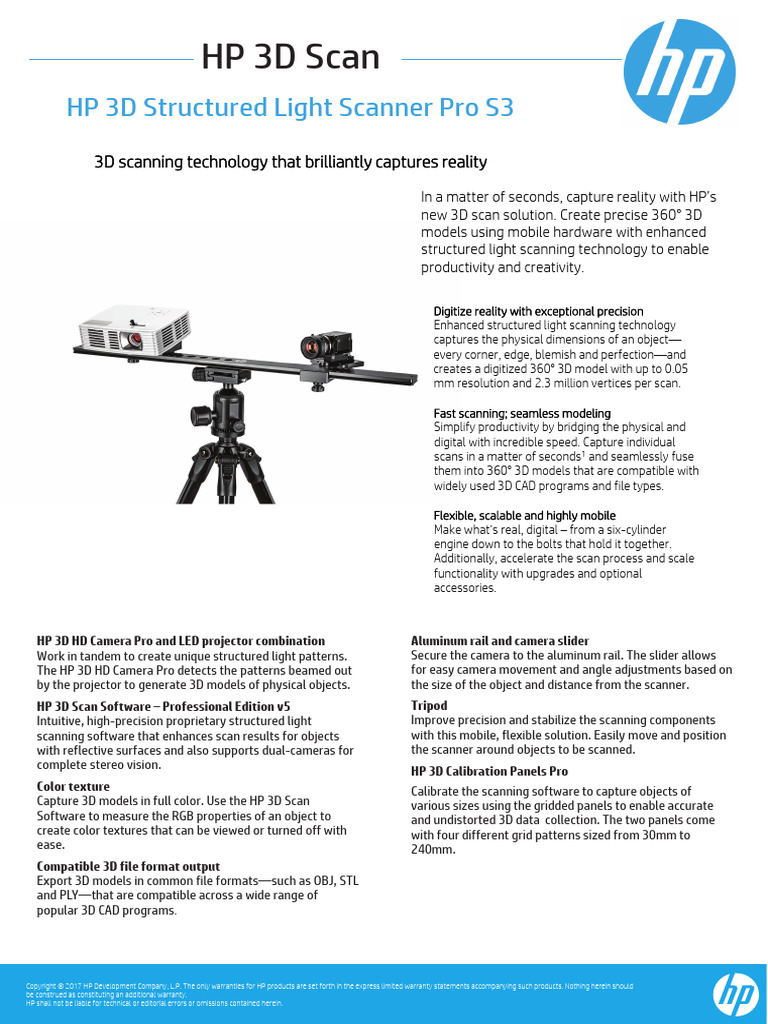 HP 3D Structured Light Scanner Pro S3 | PDF | Image Scanner | 3 D ...