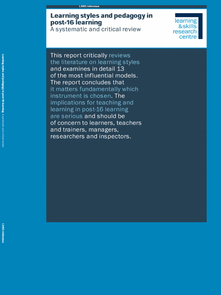 Coffield's 2004 Review on Learning Styles | PDF