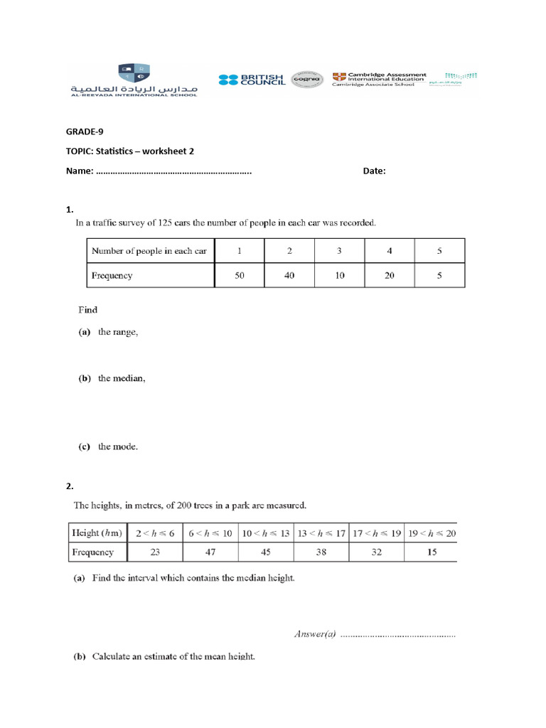 Worksheet Stat | PDF