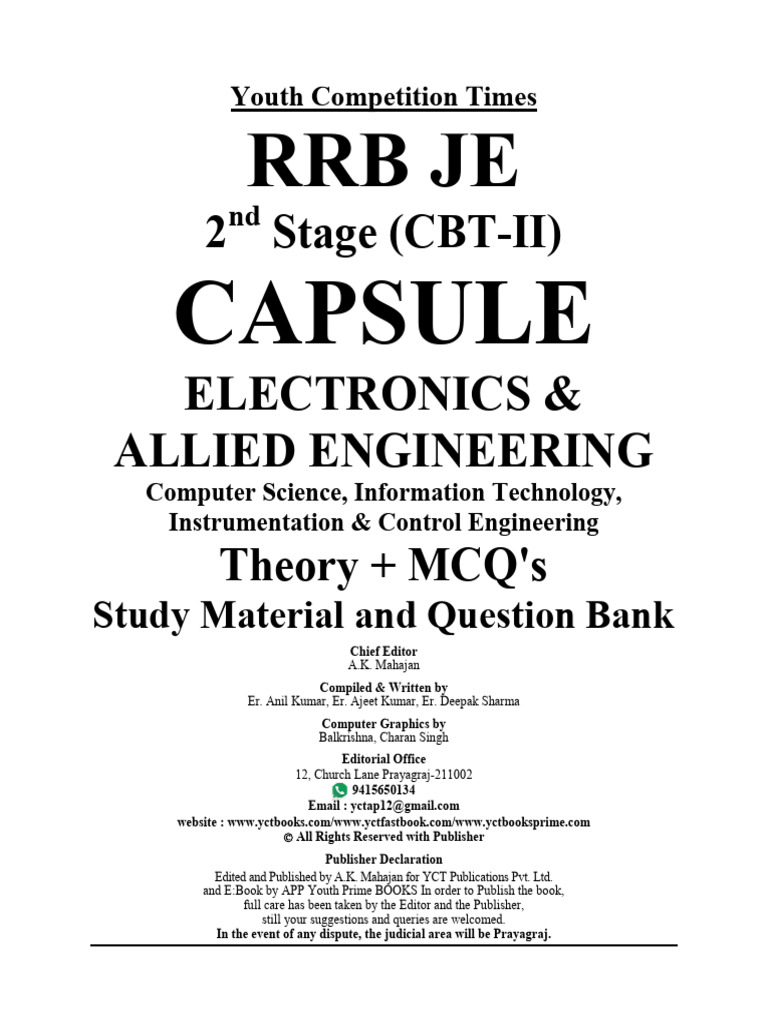 Demo 50 YCT 2025 RRB JE Electronics Allied Engineering Capsule Theory ...