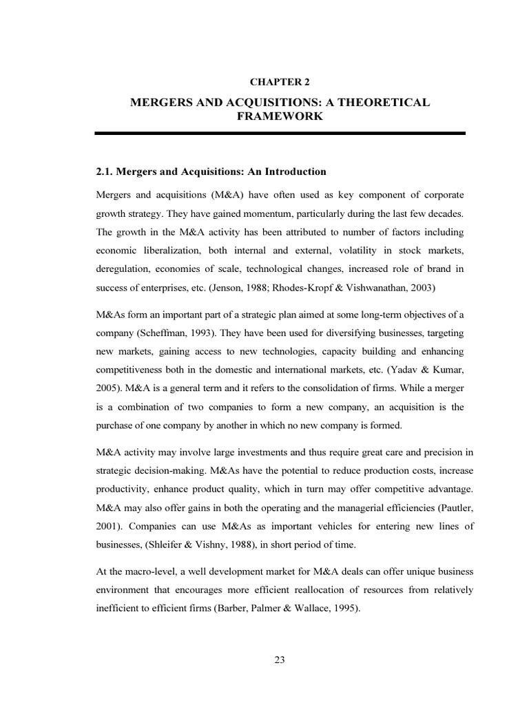 Mergers and Acquisitions Overview | PDF | Mergers And Acquisitions ...