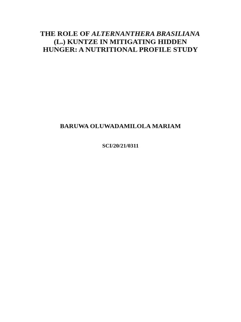 Baruwa Dissertation | PDF | Nutrients | Magnesium