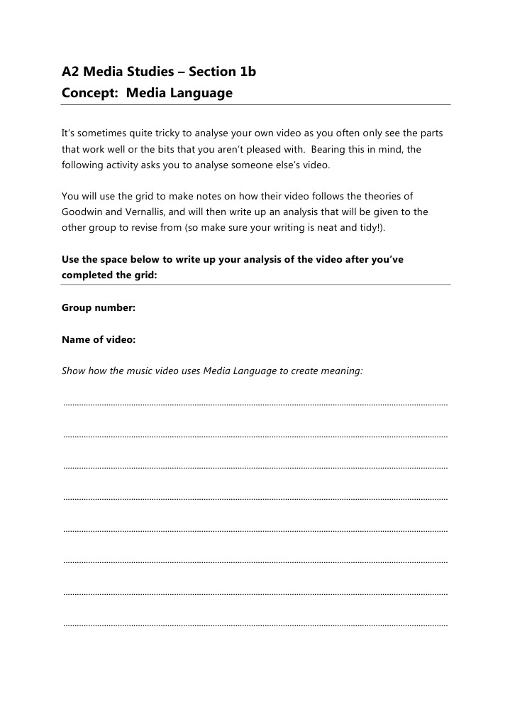 Activity For Analysing Media Language | PDF