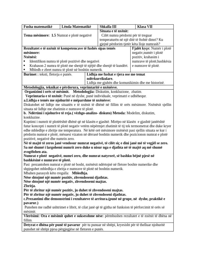1.5. Numrat e Plotë Negativë | PDF